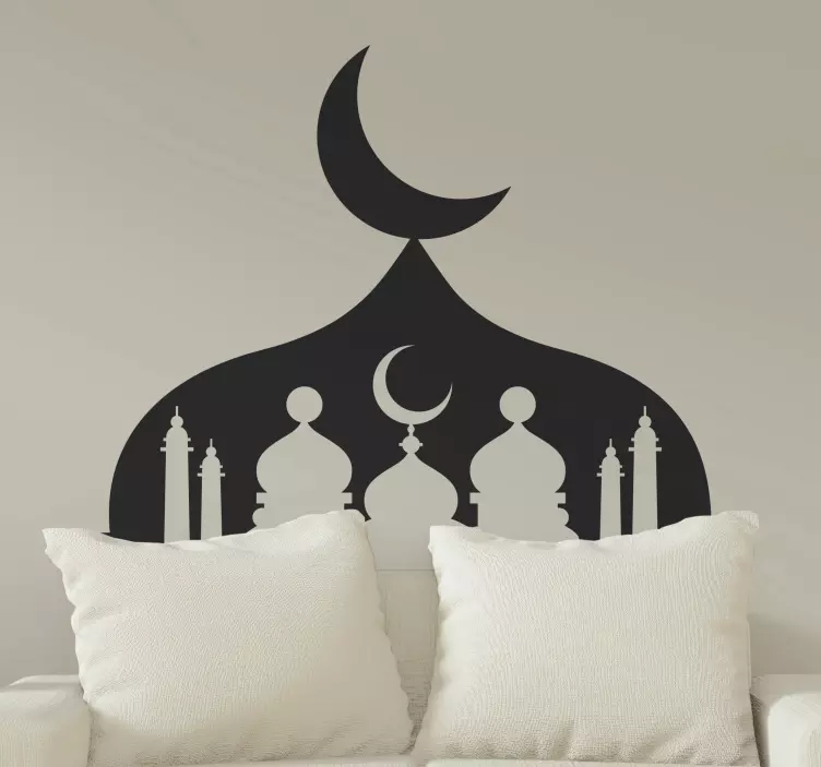 Crescent mosque silhouette arabskih nalepk