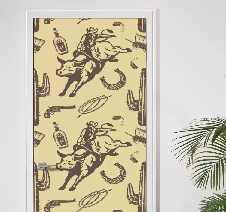 Western cowboy rodeo nalepka za vrata